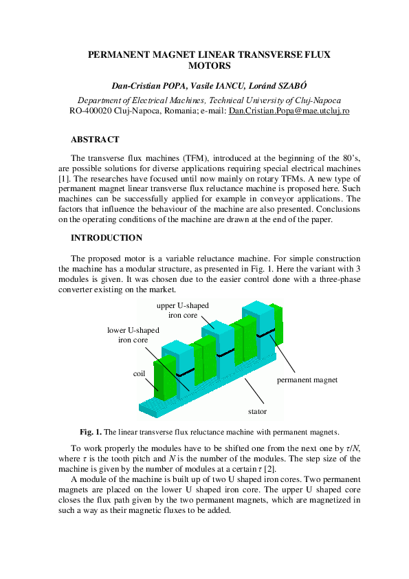 (PDF) Permanent Magnet Linear Transverse Flux Motors