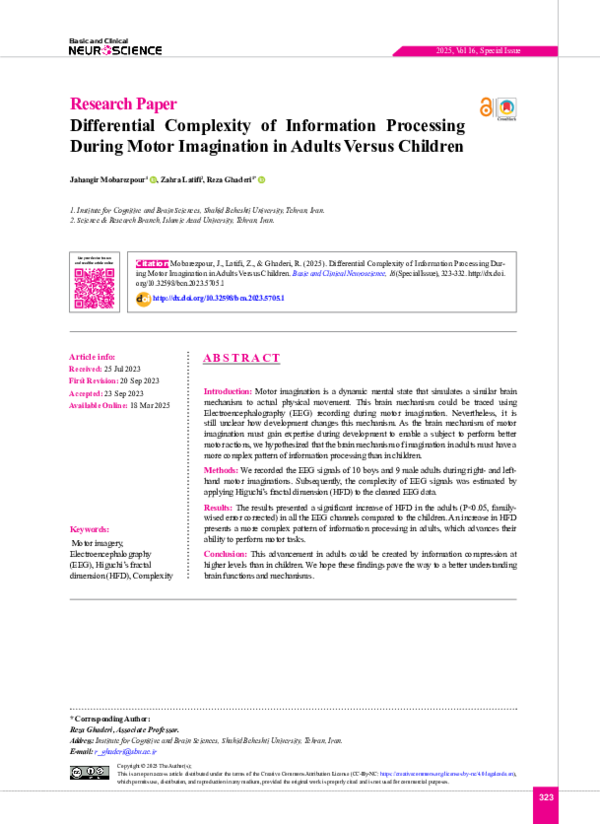 (PDF) Differential Complexity of Information Processing During Motor ...