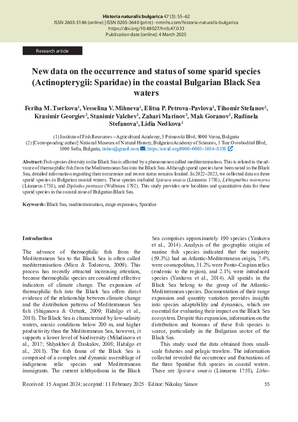 (PDF) New data on the occurrence and status of some sparid species ...