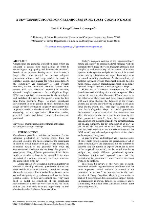 (PDF) A new generic model for greenhouses using fuzzy cognitive maps