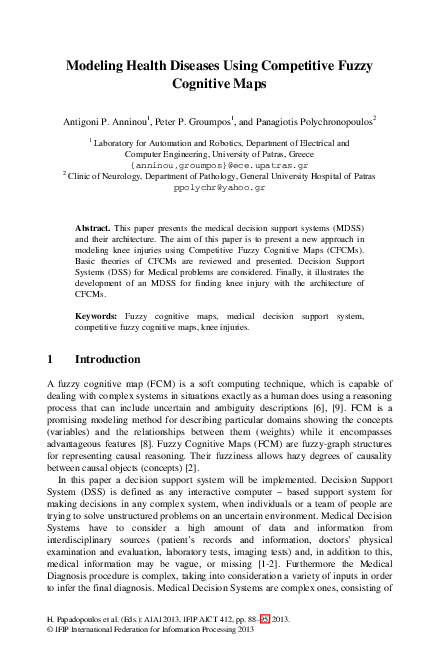 (PDF) Modeling Health Diseases Using Competitive Fuzzy Cognitive Maps