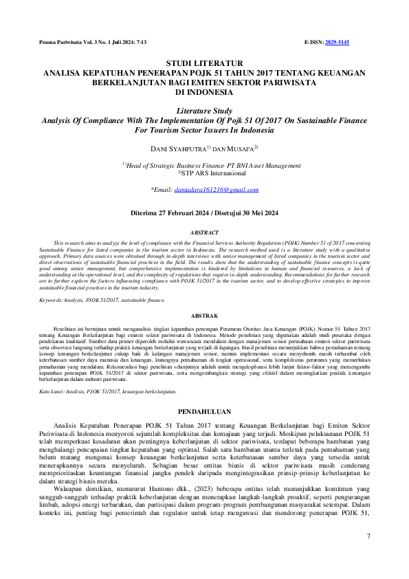 (PDF) Analisa Kepatuhan Penerapan POJK 51 Tahun 2017 Tentang Keuangan ...