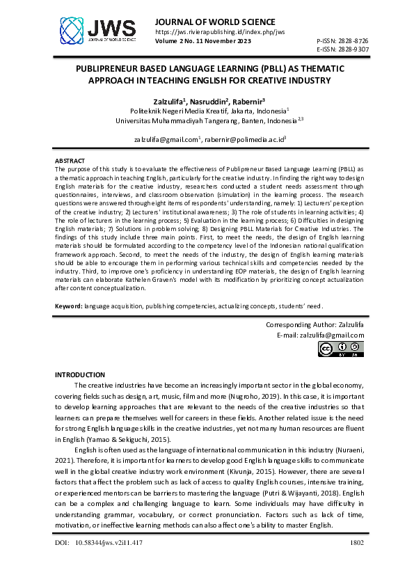 (PDF) Publipreneur based Language Learning (PBLL) as Thematic Approach ...