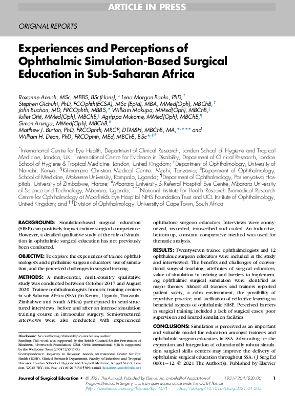 (PDF) Experiences and Perceptions of Ophthalmic Simulation-Based Surgical Education in Sub ...