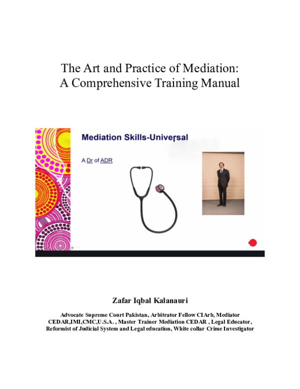 (PDF) The Art and Practice of Mediation: A Comprehensive Training Manual