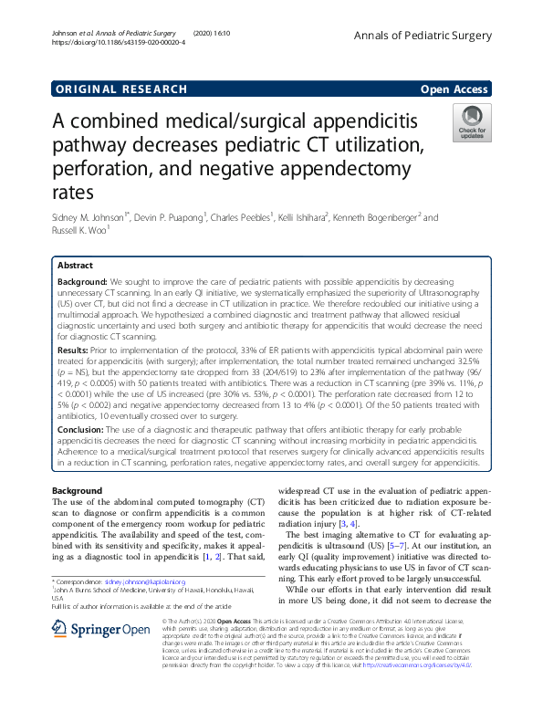 (PDF) A combined medical/surgical appendicitis pathway decreases ...