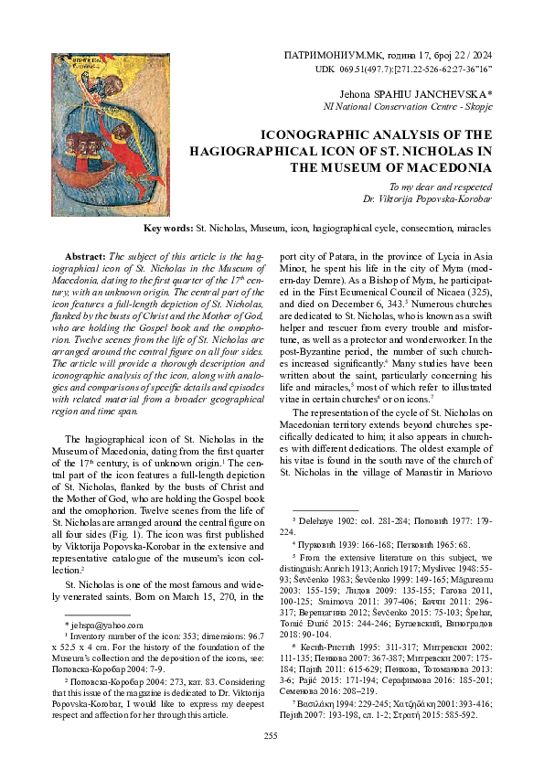 (PDF) Iconographic analysis of the hagiographical icon of St. Nicholas ...