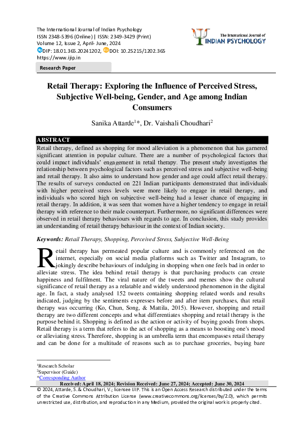 (PDF) Retail Therapy: Exploring the Influence of Perceived Stress ...