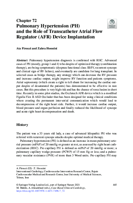 (PDF) Pulmonary Hypertension (PH) and the Role of Transcatheter Atrial ...