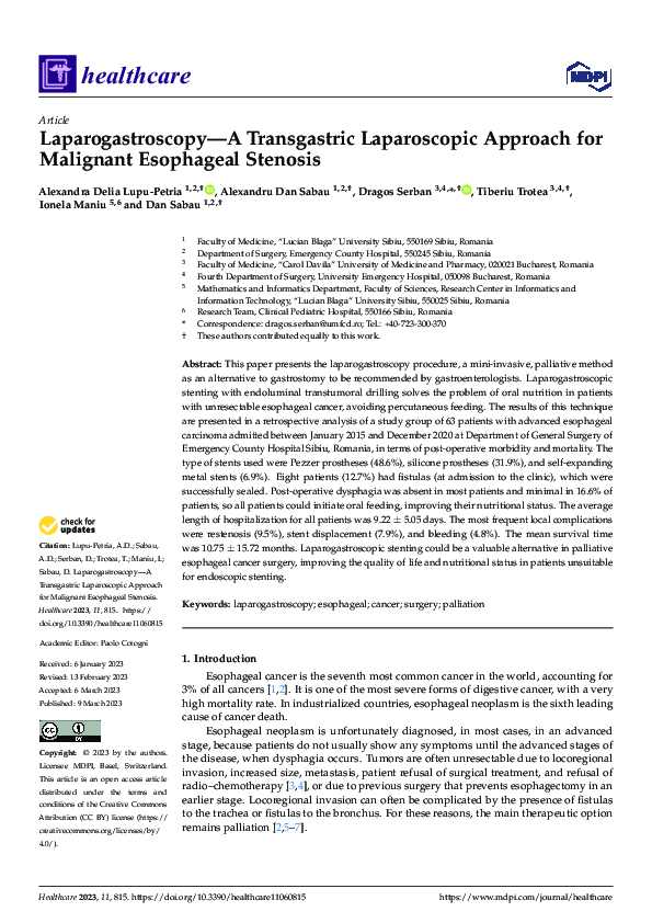 (PDF) Laparogastroscopy—A Transgastric Laparoscopic Approach for ...