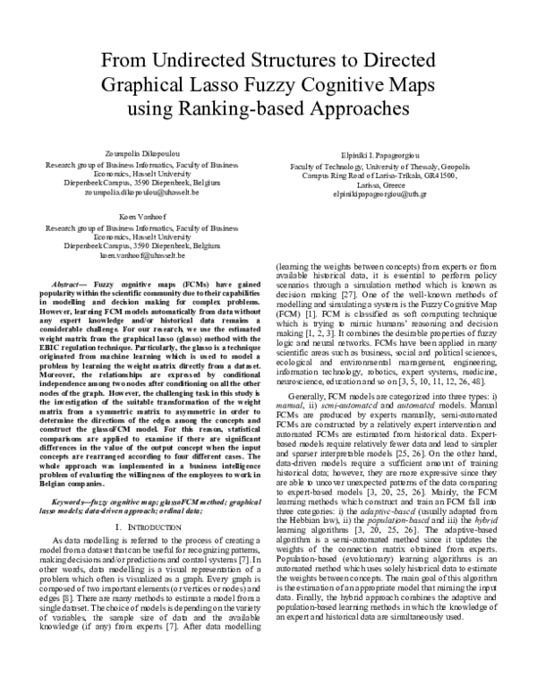(PDF) From Undirected Structures to Directed Graphical Lasso Fuzzy Cognitive Maps using Ranking ...