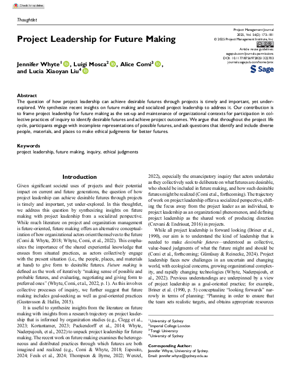 (PDF) Project Leadership for Future Making