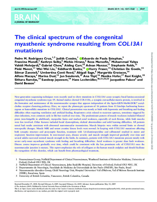 (PDF) The clinical spectrum of the congenital myasthenic syndrome ...