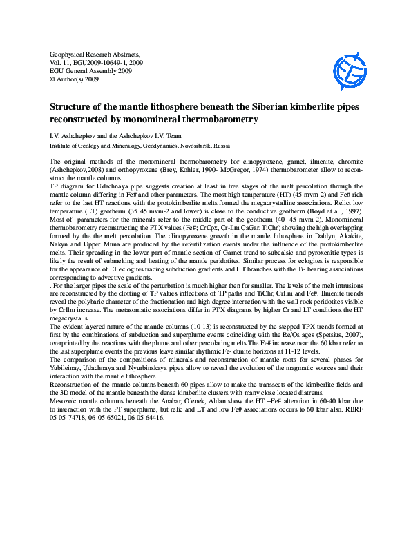 (PDF) Structure of the mantle lithosphere beneath the Siberian ...