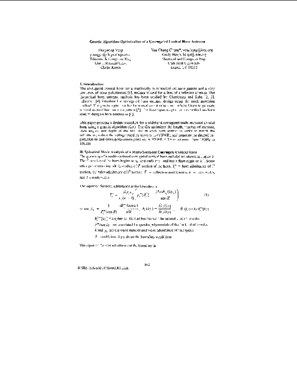 (PDF) Genetic algorithm optimization of a corrugated conical horn antenna