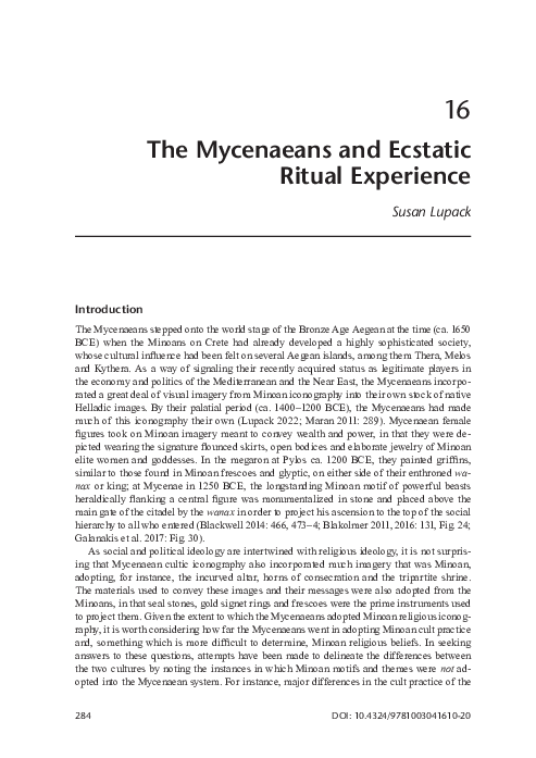 (PDF) The Mycenaeans and Ecstatic Ritual Experience