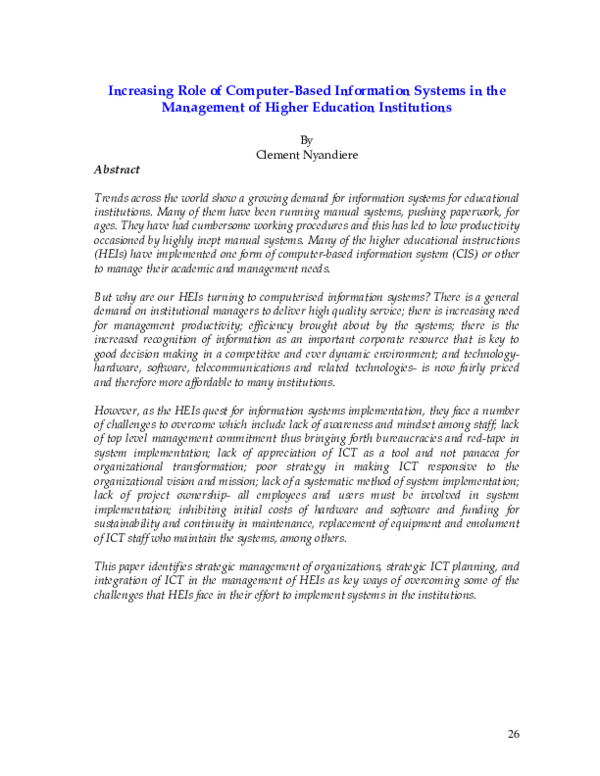 (PDF) Increasing Role of Computer-Based Information Systems in the ...