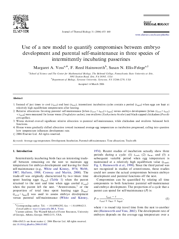 (PDF) Use of a new model to quantify compromises between embryo development and parental self ...
