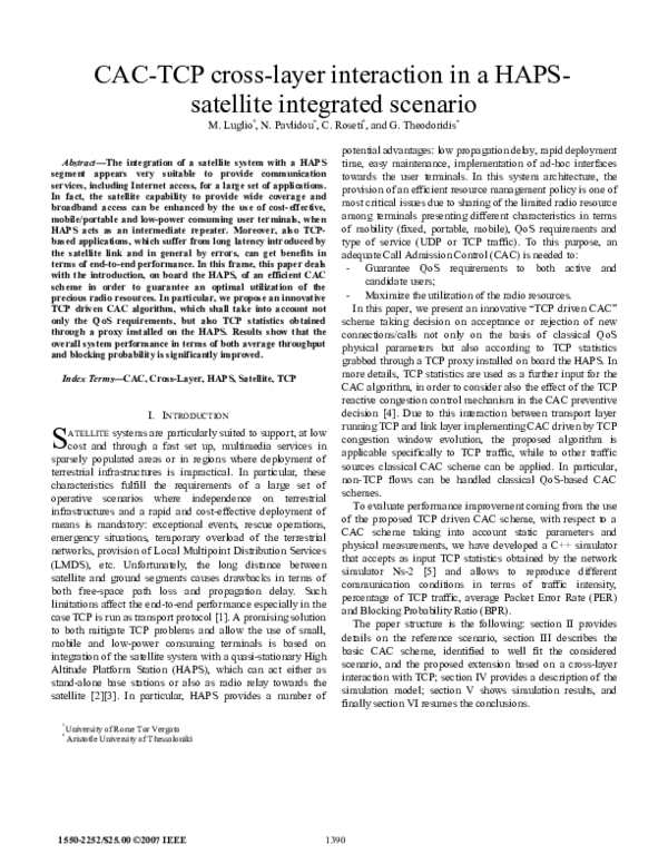 (PDF) A Cross-Layer Based Handover for TCP Applications