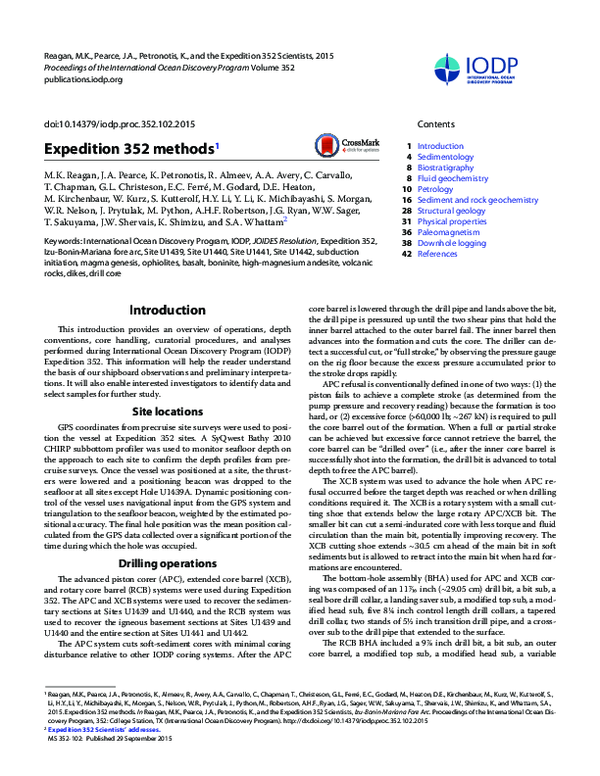 (PDF) Expedition 352 methods