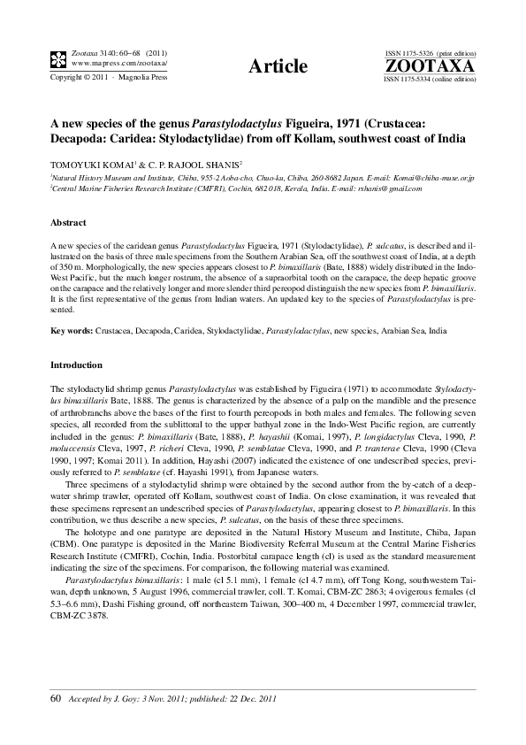 (PDF) A new species of the genus Parastylodactylus Figueira, 1971 ...