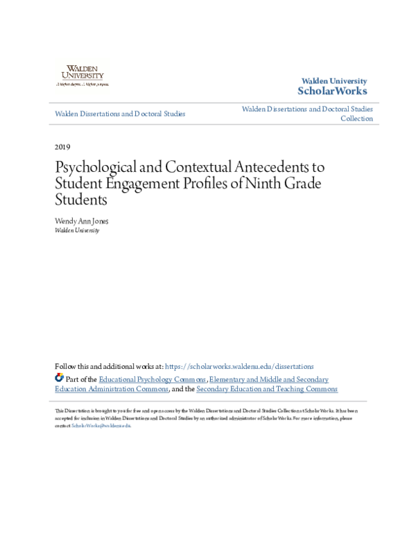 (PDF) Psychological and Contextual Antecedents to Student Engagement ...