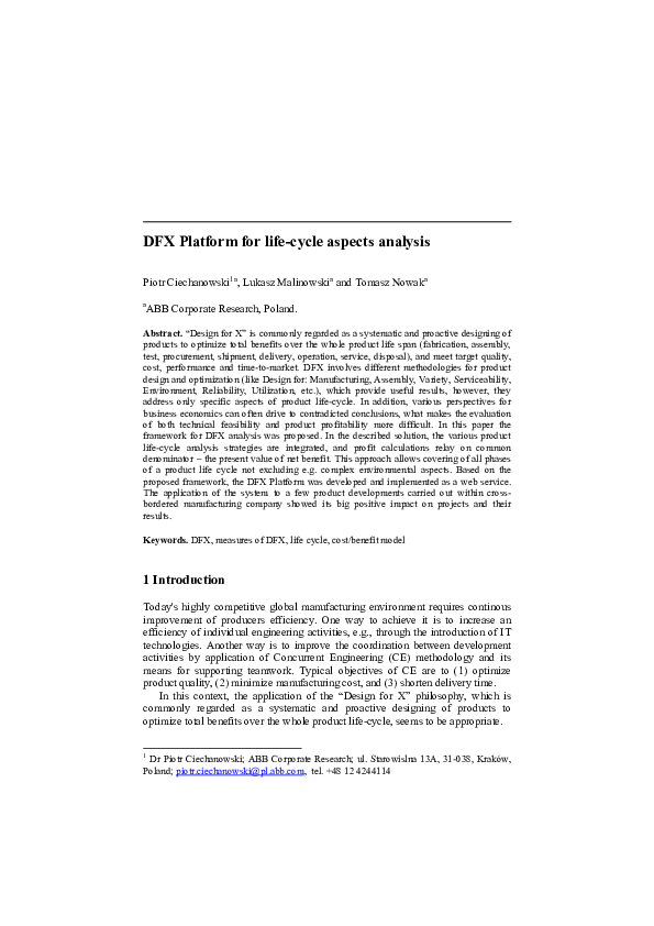 (PDF) DFX Platform for life-cycle aspects analysis