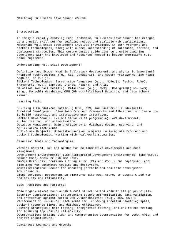 (PDF) Mastering full stack development course