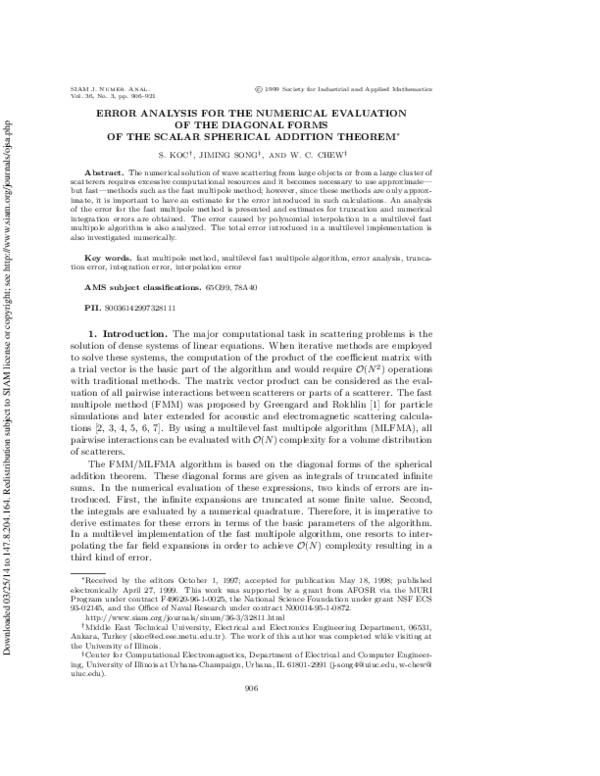 (PDF) Error Analysis for the Numerical Evaluation of the Diagonal Forms ...