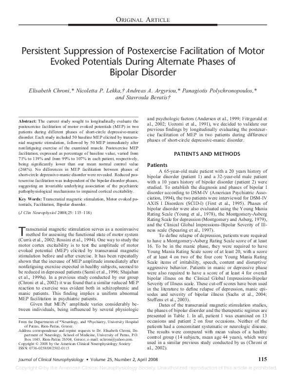 (PDF) Persistent Suppression of Postexercise Facilitation of Motor ...