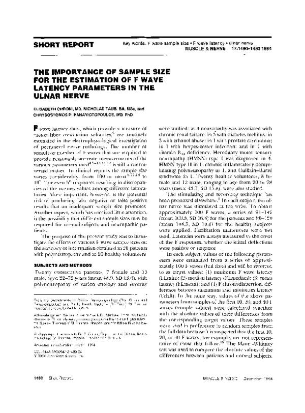 (PDF) The importance of sample size for the estimation of F wave ...