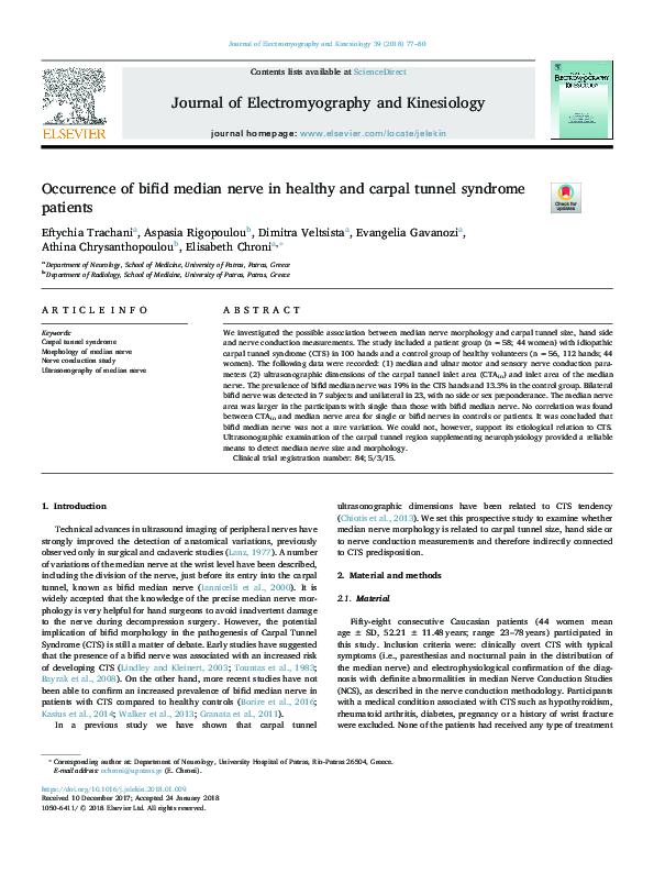 (PDF) Occurrence of bifid median nerve in healthy and carpal tunnel ...