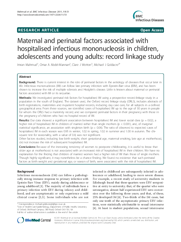 (PDF) Maternal and perinatal factors associated with hospitalised ...