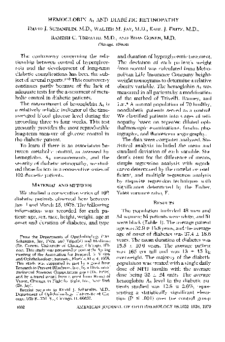 (PDF) Hemoglobin A1 and Diabetic Retinopathy