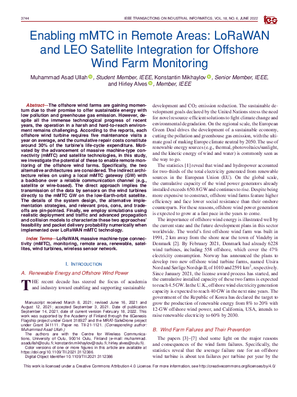 (PDF) Enabling mMTC in Remote Areas: LoRaWAN and LEO Satellite Integration for Offshore Wind ...