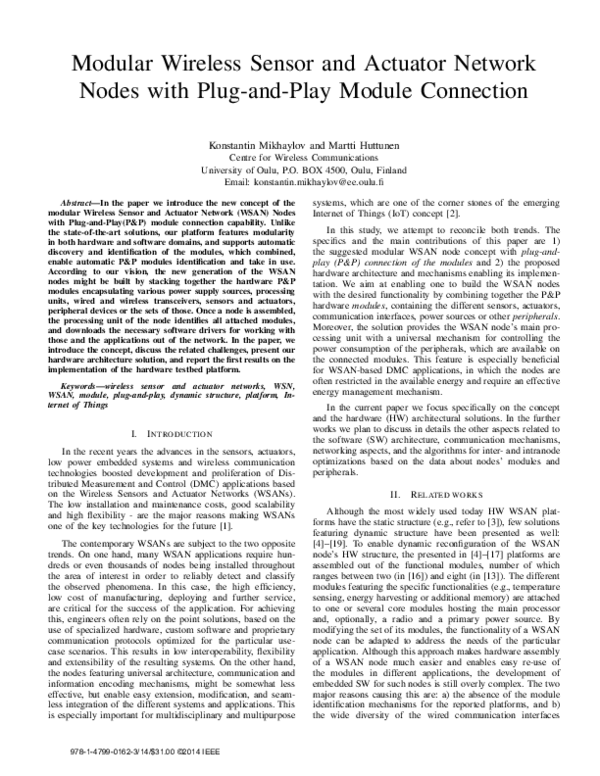 (PDF) Modular wireless sensor and Actuator Network Nodes with Plug-and ...