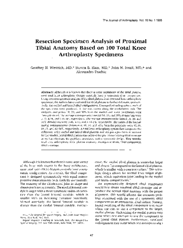 (PDF) Resection specimen analysis of proximal tibial anatomy based on ...