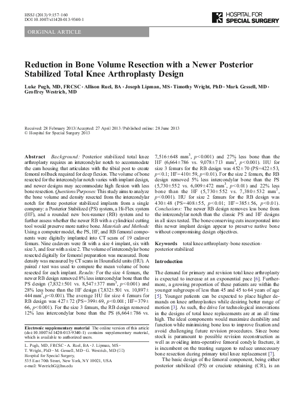 (PDF) Reduction in Bone Volume Resection with a Newer Posterior ...