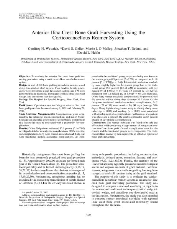 (PDF) Anterior Iliac Crest Bone Graft Harvesting Using the ...
