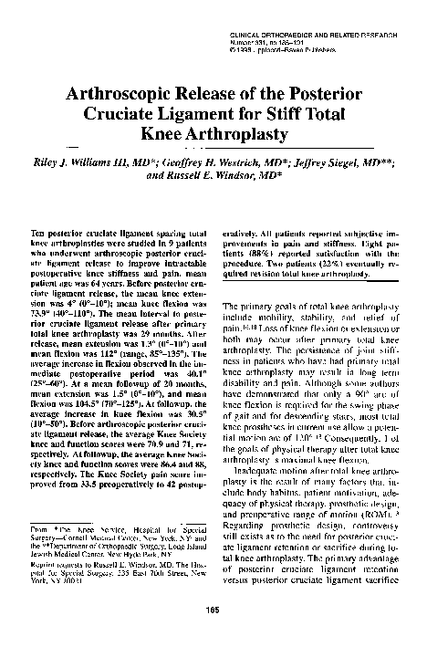 (PDF) Arthroscopic Release of the Posterior Cruciate Ligament for Stiff ...