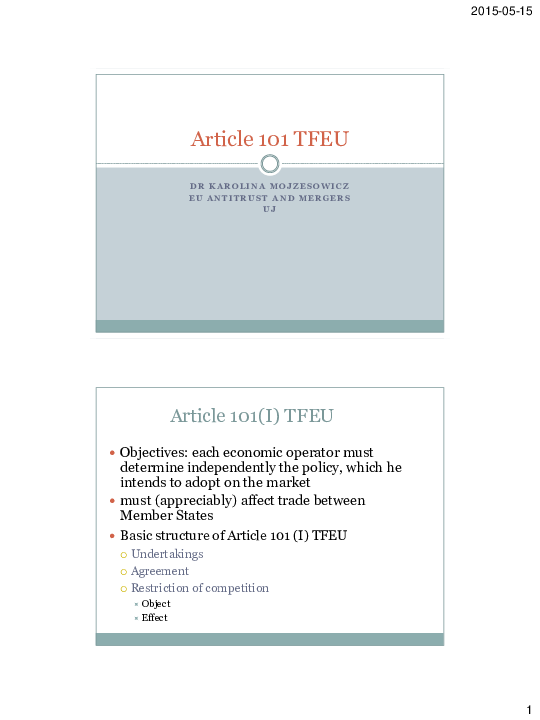 (PDF) Article 101 TFEU