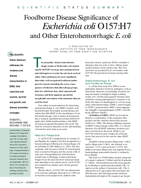 (PDF) Foodborne disease significance of Escherichia coli O 157: H 7 and ...