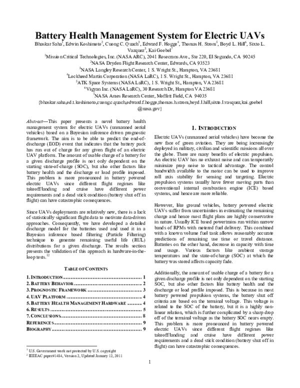 (PDF) Battery health management system for electric UAVs