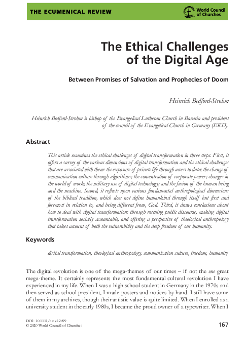 (PDF) The Ethical Challenges of the Digital Age