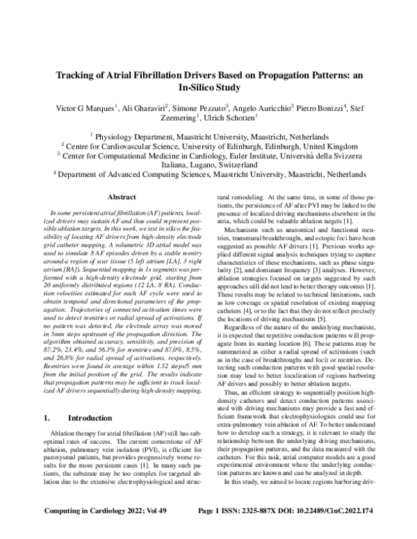 (PDF) Tracking of Atrial Fibrillation Drivers Based on Propagation Patterns: an In-Silico Study