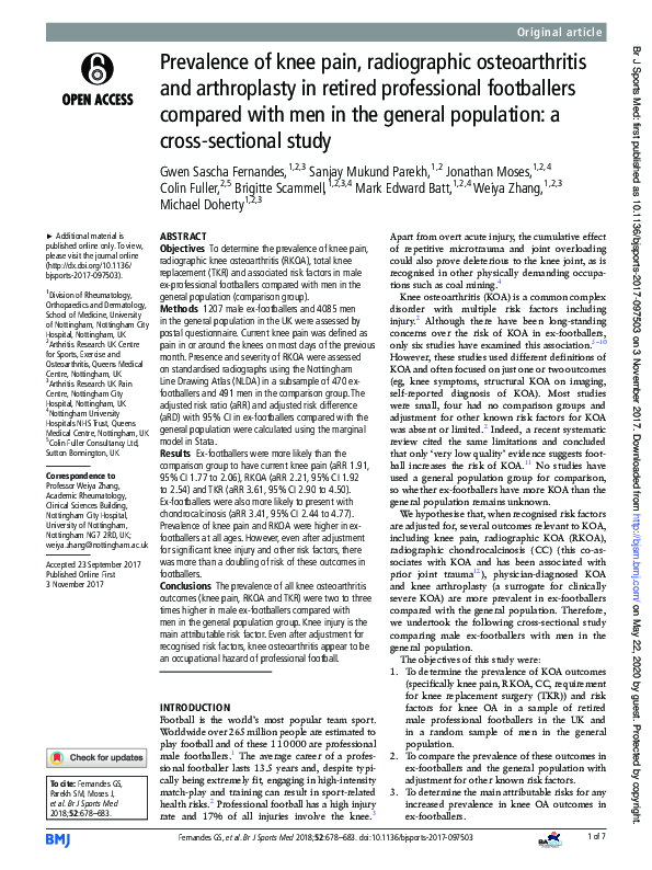 (PDF) Prevalence of knee pain, radiographic osteoarthritis and ...