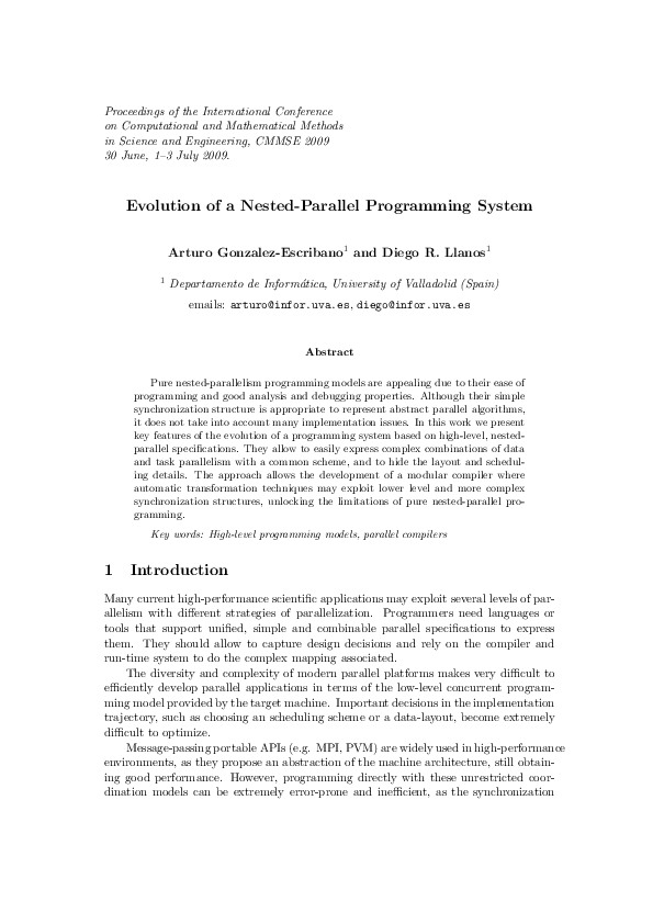 (PDF) Evolution of a Nested-Parallel Programming System