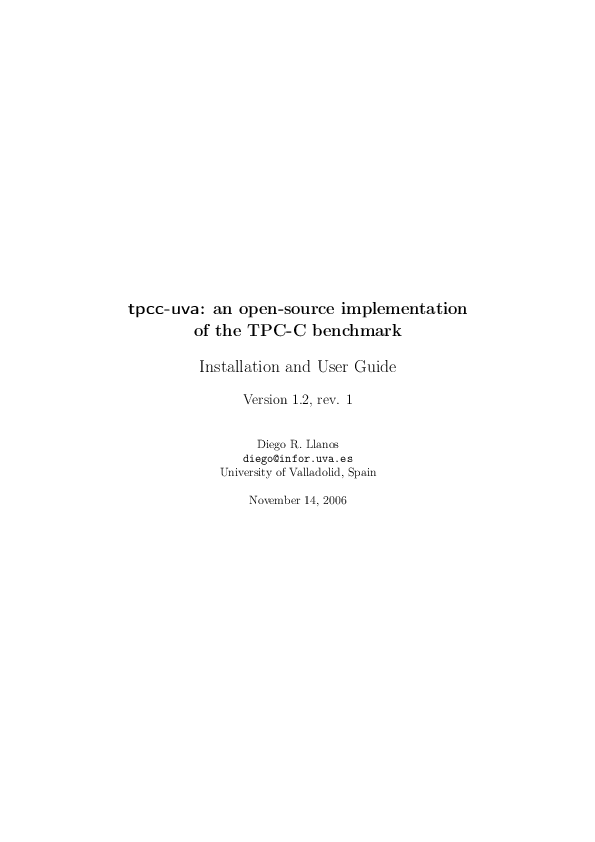 (PDF) tpcc-uva: an open-source implementation of the TPC-C benchmark Installation and User Guide