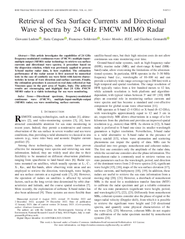 (PDF) Retrieval of Sea Surface Currents and Directional Wave Spectra by ...