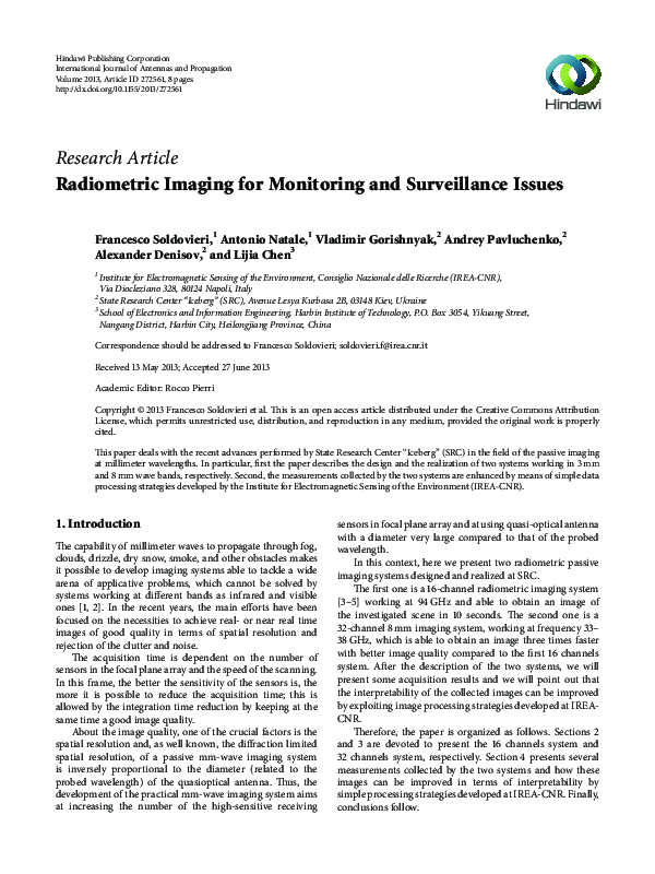 (PDF) Radiometric Imaging for Monitoring and Surveillance Issues